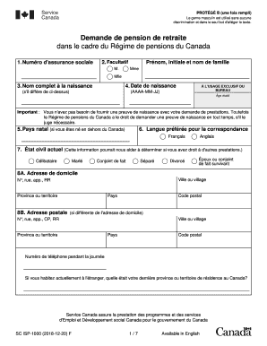 Fillable Online ISP-1000 - Service Canada Forms Fax Email Print - pdfFiller