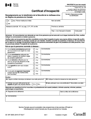 Fillable Online Certificat d'incapacit - SV/RPC - Service Canada Forms ...
