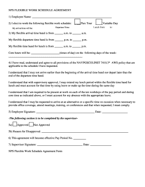 Fillable Online NPS FLEXIBLE WORK SCHEDULE AGREEMENT Fax Email Print ...