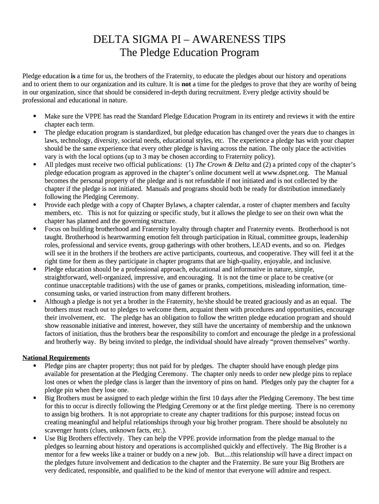 Purpose of Pledge Education :: Delta Sigma Pi - Gamma Iota ... Doc ...
