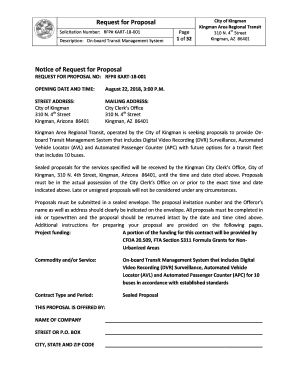 Fillable Online Request for Proposal Notice of Request for Proposal ...
