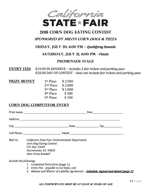 Fillable Online 2018 corn dog eating contest - California State Fair ...