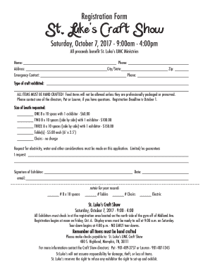 Fillable Online Registration Form St. Luke's Craft Show - Amazon S3 Fax Email Print - pdfFiller