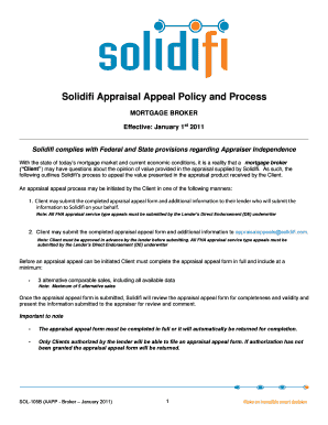 Fillable Online Solidifi Forms Appraisal Information BofI Federal Bank ...