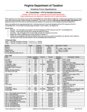 Fillable Online 2018 Schedule VK-1 Consolidated Substitute Forms ...