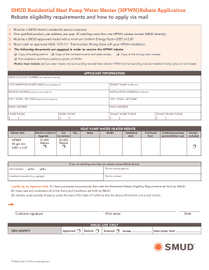 Fillable Online SMUD Residential Heat Pump Water Heater (HPWH)Rebate ...