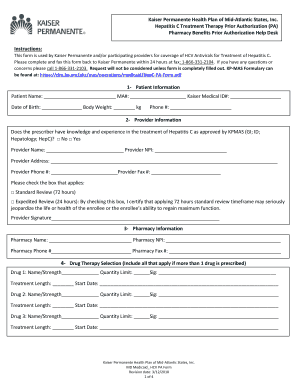 Fillable Online providers kaiserpermanente Prior Authorization (PA ...