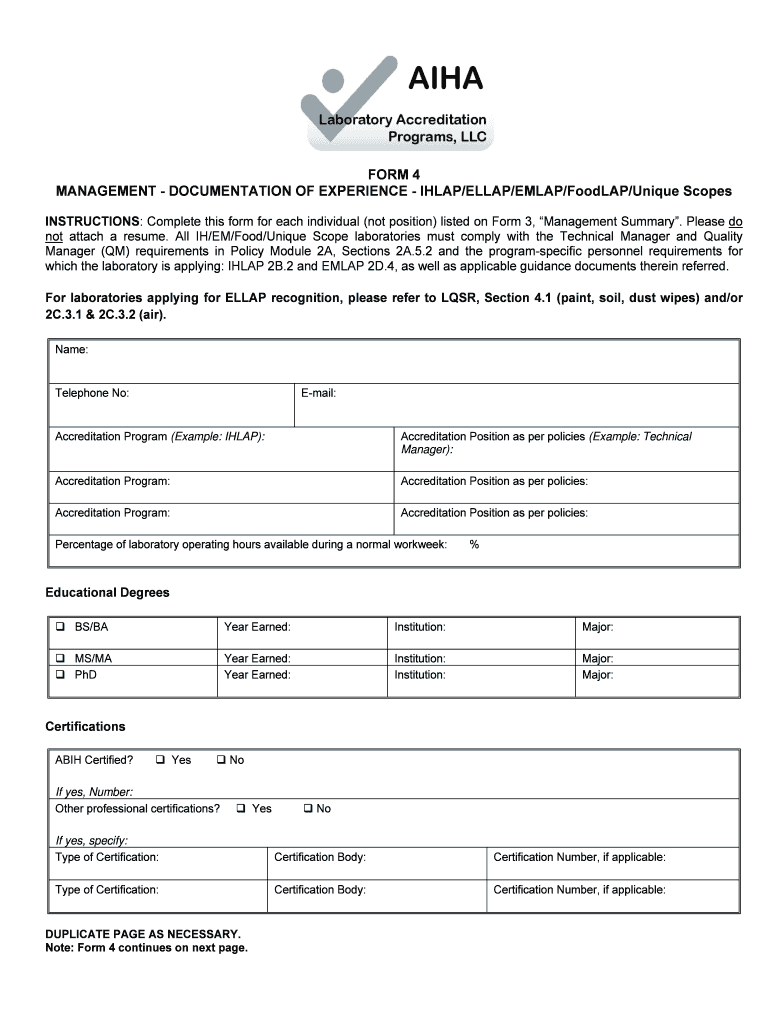 Fillable Online LAP Forms - AIHA LAP LLC Fax Email Print - pdfFiller