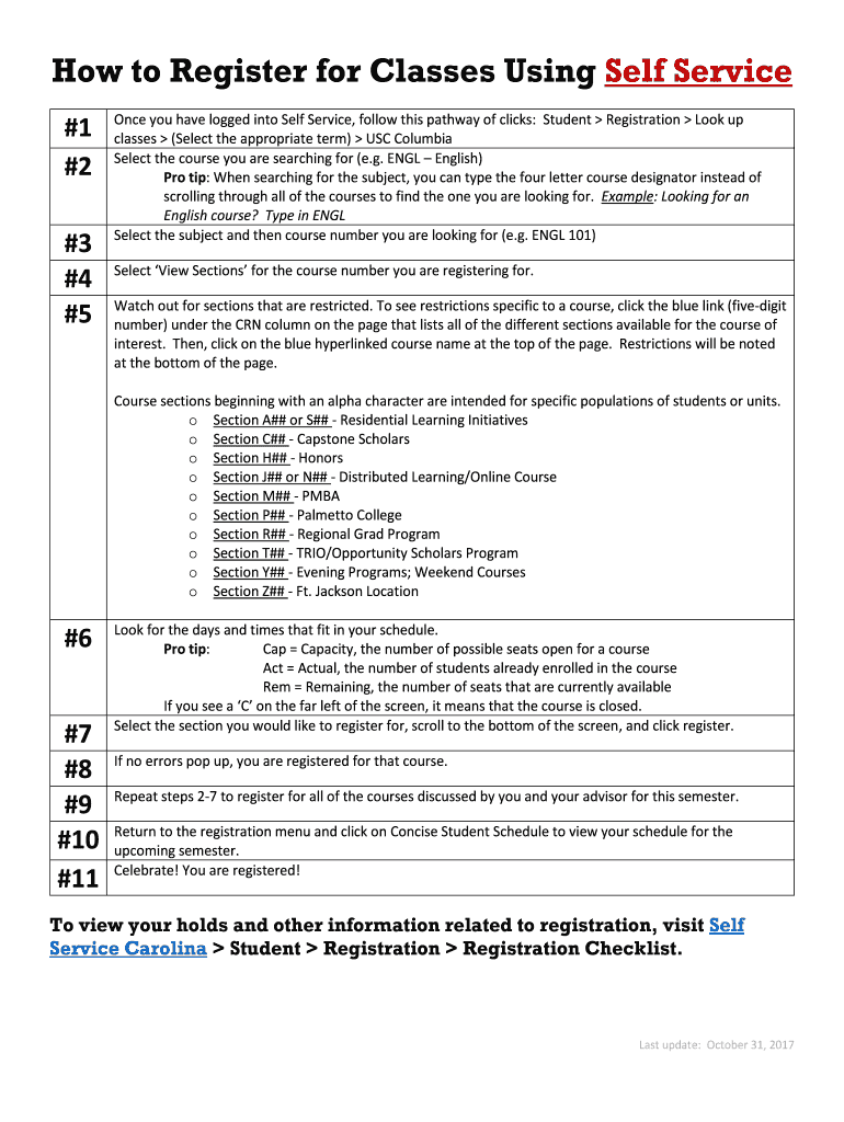 Fillable Online Banner Self Service Registration Instructions - The ...