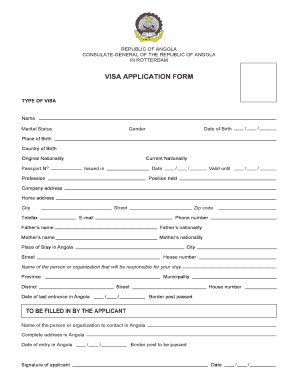 Fillable Online VISA APPLICATION FORM - visumvoordewereld.nl Fax Email ...