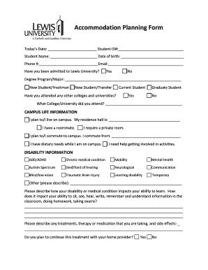 Fillable Online Accommodation Planning Form Fax Email Print - pdfFiller