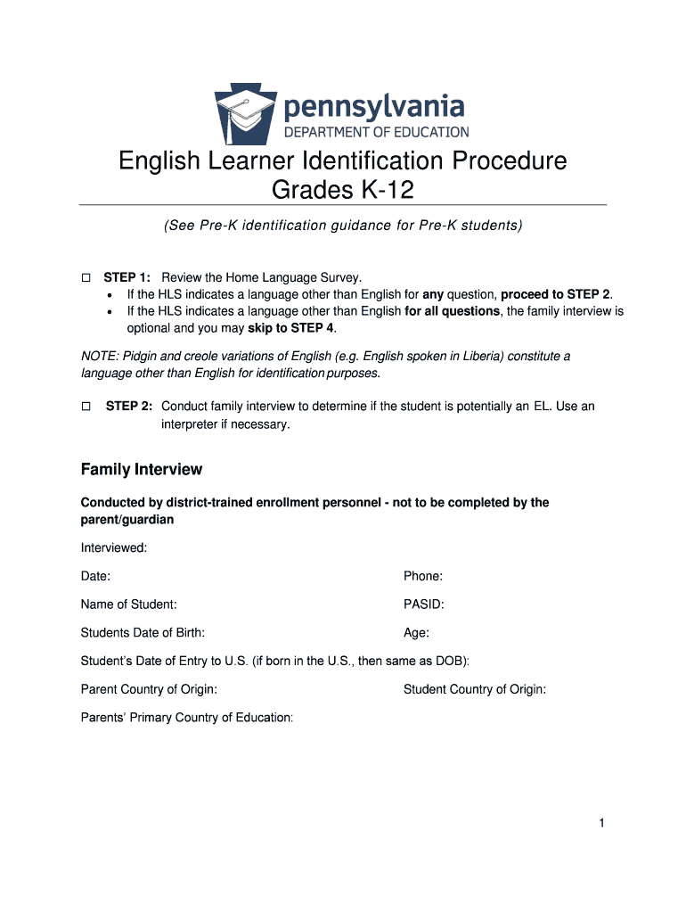 Fillable Online Identifying All English Learner Students - U.S ...