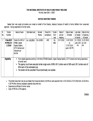 Fillable Online THE NATIONAL INSTITUTE OF HEALTH AND FAMILY WELFARE ...