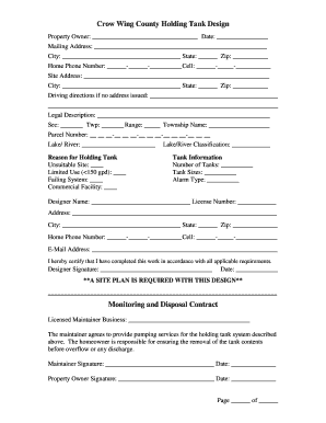 Fillable Online Crow Wing County Holding Tank Design Fax Email Print - pdfFiller