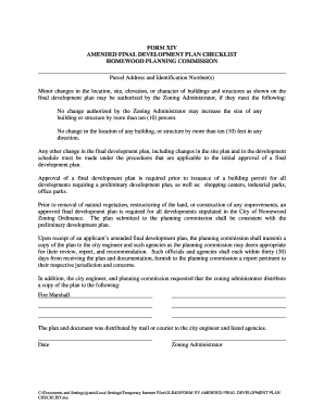 Fillable Online FORM XV AMENDED FINAL DEVELOPMENT PLAN CHECKLIST.doc ...