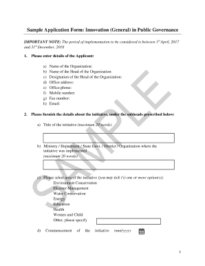Fillable Online Sample Application Form: Innovation (General) in Public ...