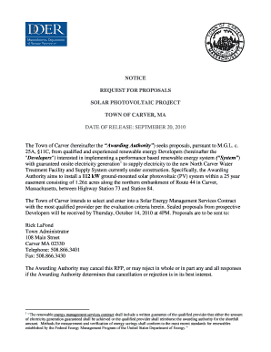Fillable Online NOTICE REQUEST FOR PROPOSALS SOLAR PHOTOVOLTAIC Fax ...