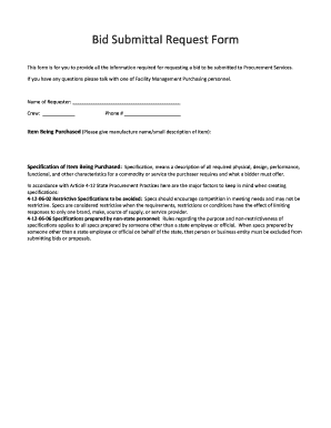Fillable Online Bid Submittal Request Form - und.edu Fax Email Print ...