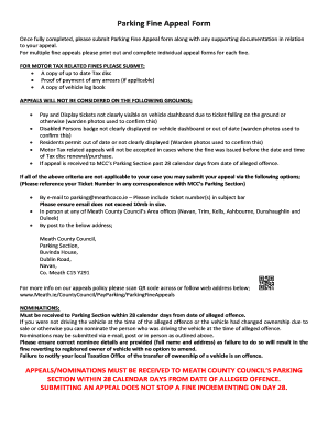 Parking Fine Appeal Form - Meath County Council - Fill and Sign ...
