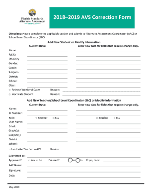 Fillable Online AVS Correction Form - fsaa-training.onlinehelp ... Fax ...