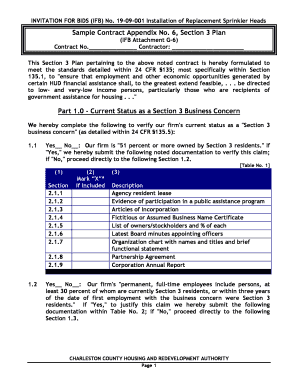 Fillable Online Sample Contract Appendix No. 6, Section 3 Plan (IFB ...