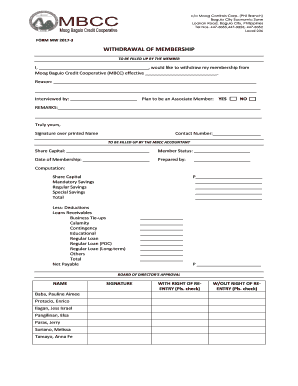 Fillable Online Membership Withdrawal Form Fax Email Print - pdfFiller