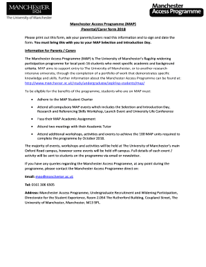 Fillable Online Manchester Access Programme (MAP) Parental/Carer form ...