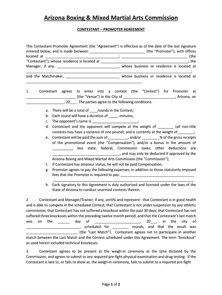 Fillable Online Promoter / Contestant Contract Fax Email Print - pdfFiller