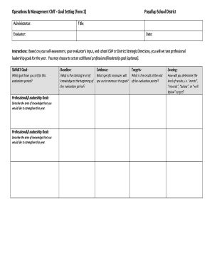Fillable Online Operations & Management CMT - Goal Setting (Form 2 ...