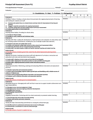Fillable Online phs puyallup k12 wa Principal Self-Assessment (Form P1 ...