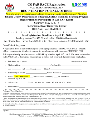 Race Registration | pdfFiller