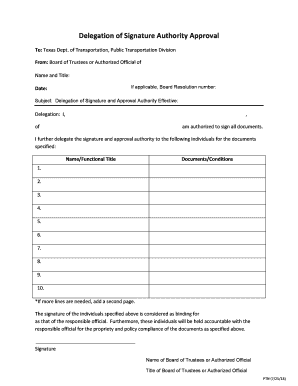 Fillable Online ftp dot state tx Signature Authority Form - Board or ...