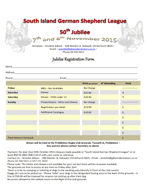 Fillable Online Jubilee Registration Form Fax Email Print - pdfFiller