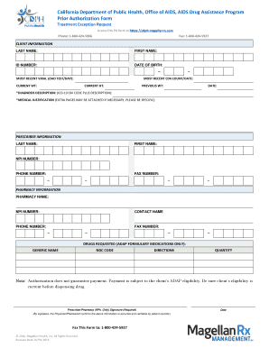 Fillable Online CDPH/OA/ADAP Treatment Exception PA Request Form Fax ...