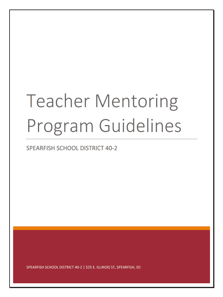 Fillable Online Teacher Mentoring Program Guidelines. Spearfish School ...