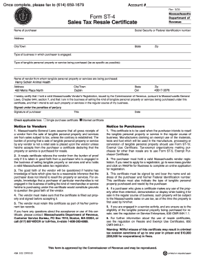 Fillable Online Form ST-5 Sales Tax Exempt Purchaser Certificate ...