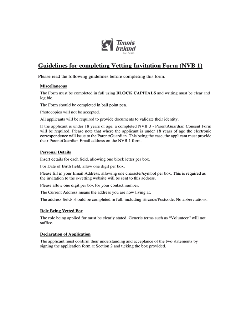 Fillable Online Garda Vetting Invitation Application - Tennis Ireland ...