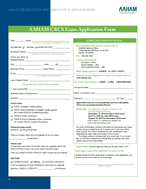 Fillable Online AAHAM CRCS Exam Application Form Fax Email Print ...