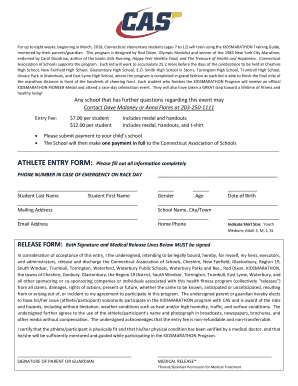 Fillable Online ATHLETE ENTRY FORM: Please fill out all information ...