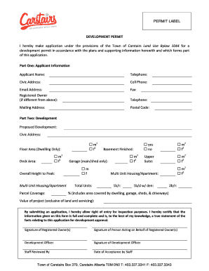 Fillable Online Development Permit -June2018 Fax Email Print - pdfFiller