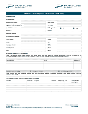 Fillable Online INFORMATION FORM (LEGAL ENTITIES/SOLE TRADERS) Fax ...