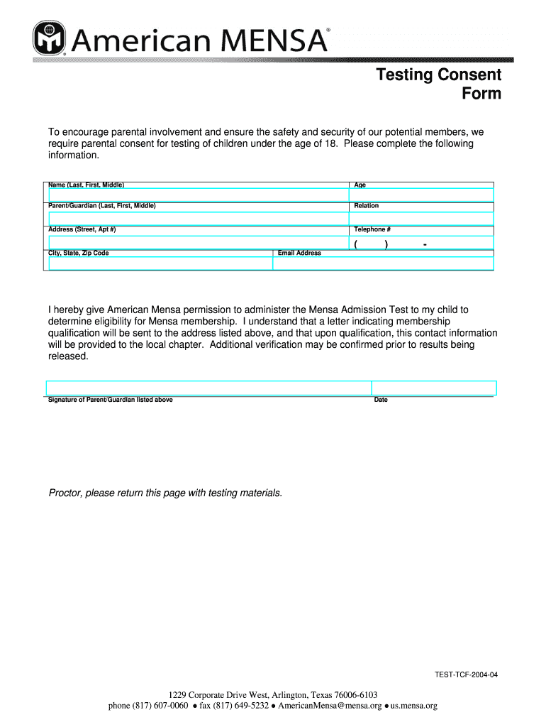 Fillable Online Testing Consent Form.doc Fax Email Print - pdfFiller