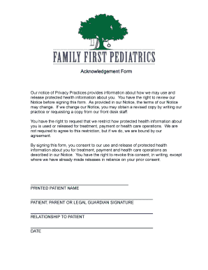 Fillable Online NPP ACKNOWLEDGEMENT FORM Fax Email Print - pdfFiller