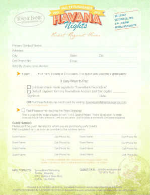 Fillable Online 2018 Fall Extravaganza Form - TowneBank Fax Email Print ...