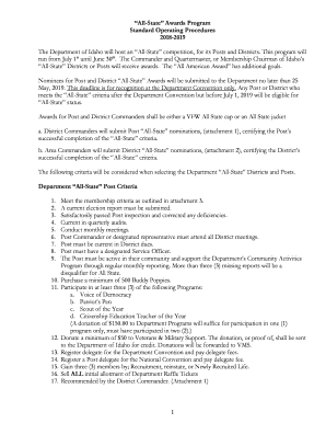 Fillable Online All-State Awards Program Standard Operating Procedures ...
