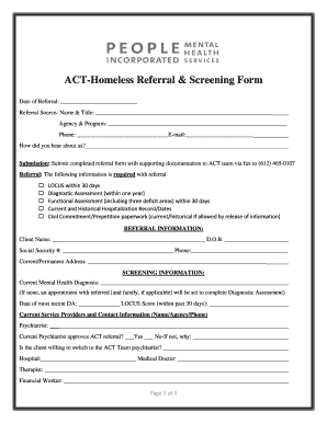 Fillable Online ACT-Homeless Referral & Screening Form Fax Email Print ...