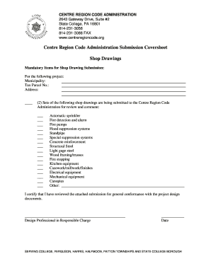 Fillable Online Shop Drawing Submission Coversheet - Centre Region COG ...