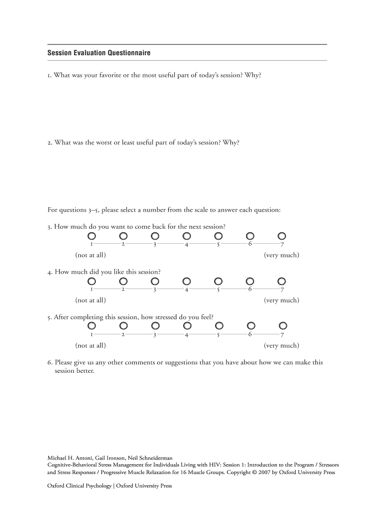 Session Evaluation Questionnaire - Fill and Sign Printable Template ...