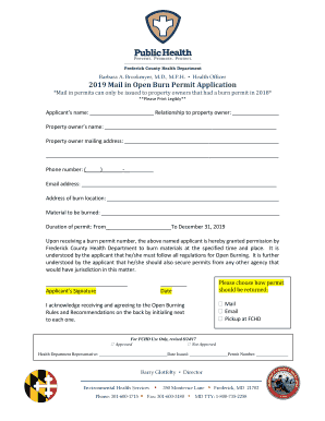 Fillable Online 2019 Mail in Open Burn Permit Application Fax Email Print - pdfFiller