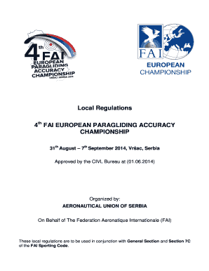 Fillable Online Local Regulations FAI EUROPEAN PARAGLIDING ACCURACY ...